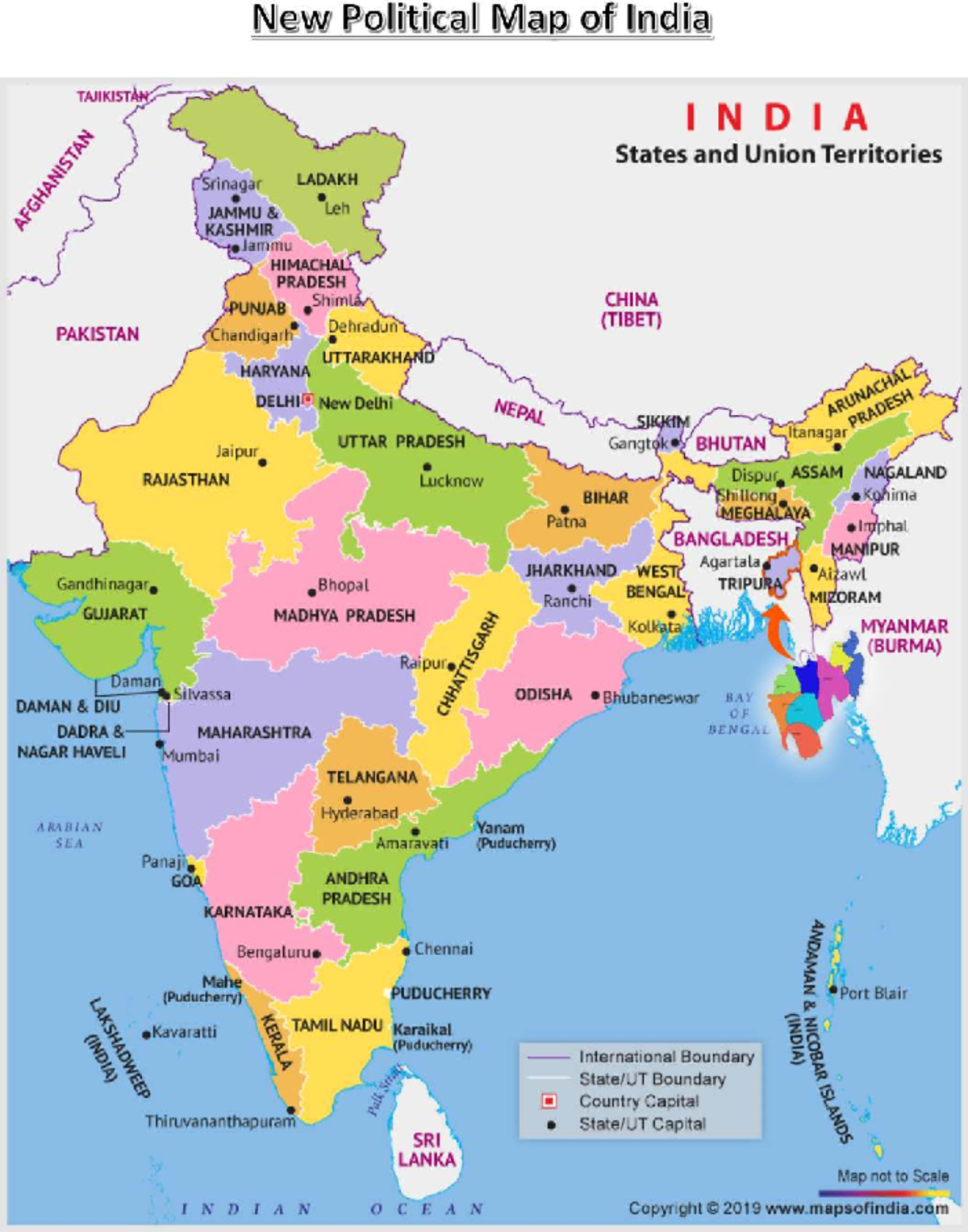 New Political Map of India: States & Union Territories Overview - Studocu