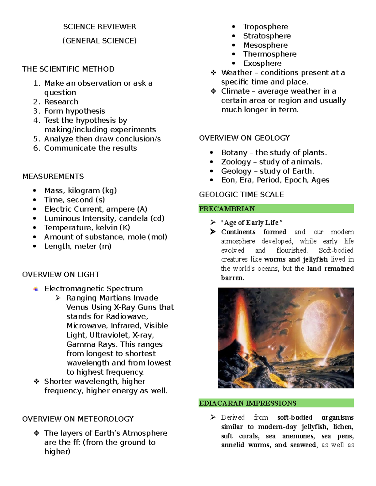 General Science Review: Key Concepts & Theories - Studocu