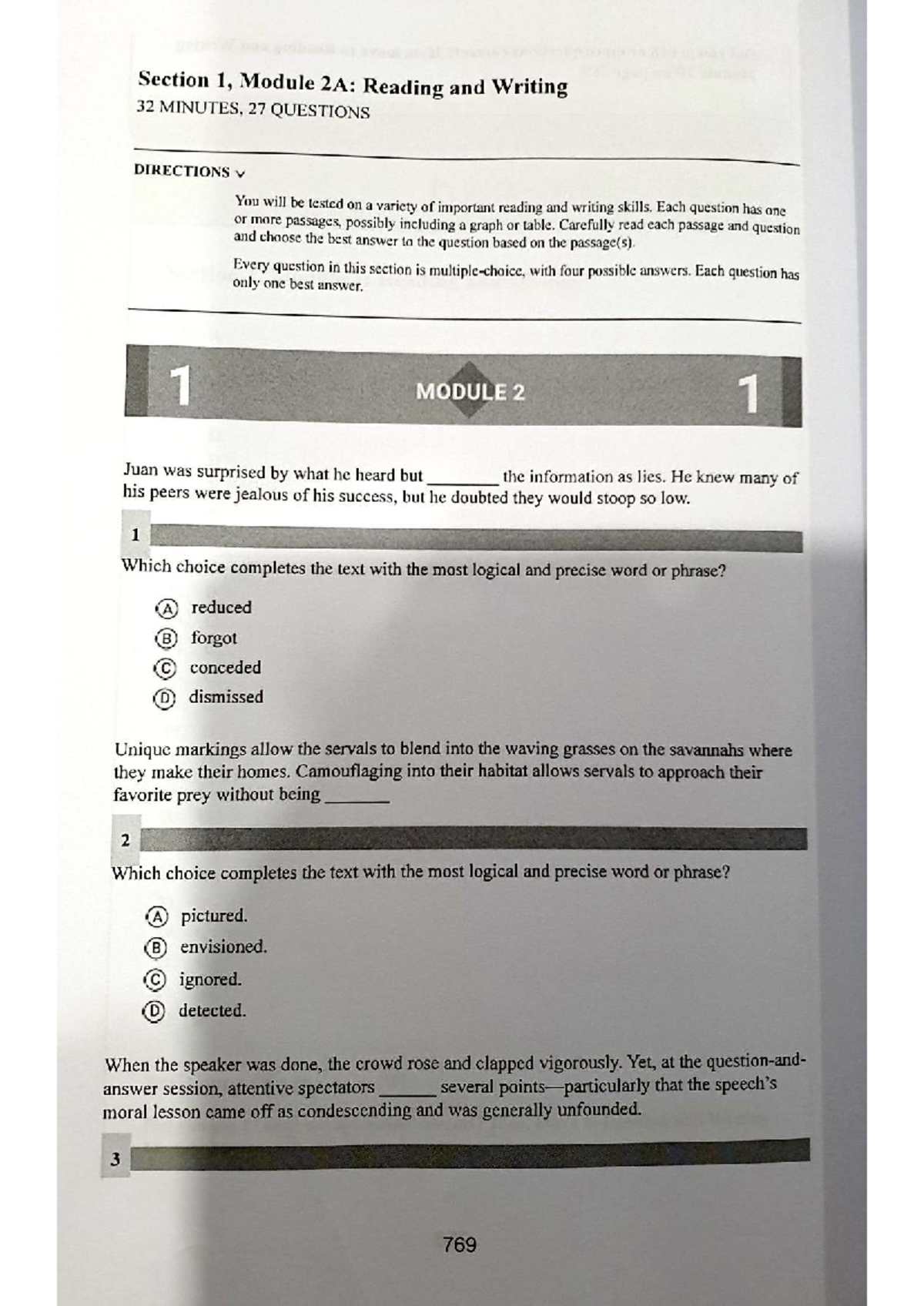 Section 1, Module 2A: Reading and Writing Practice - 32 Min, 27 Qs ...