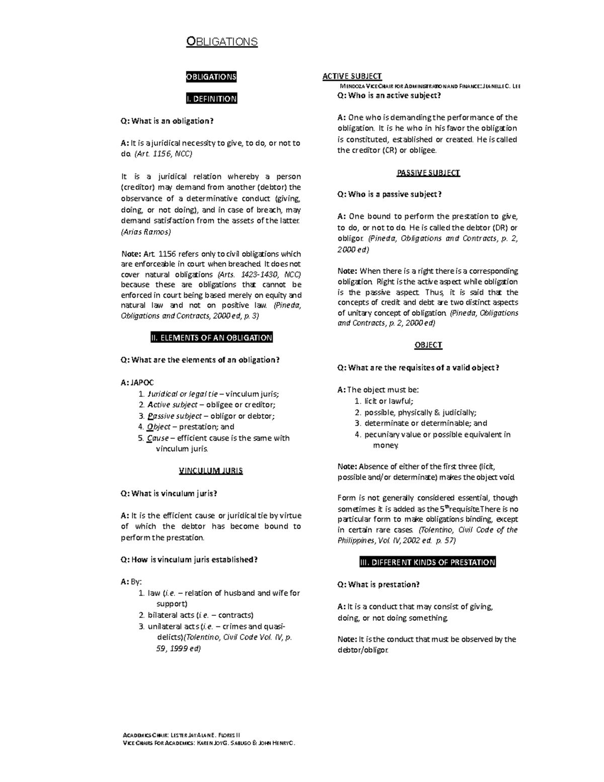 Obligations and Contracts Overview: Key Concepts and Definitions (OBL ...