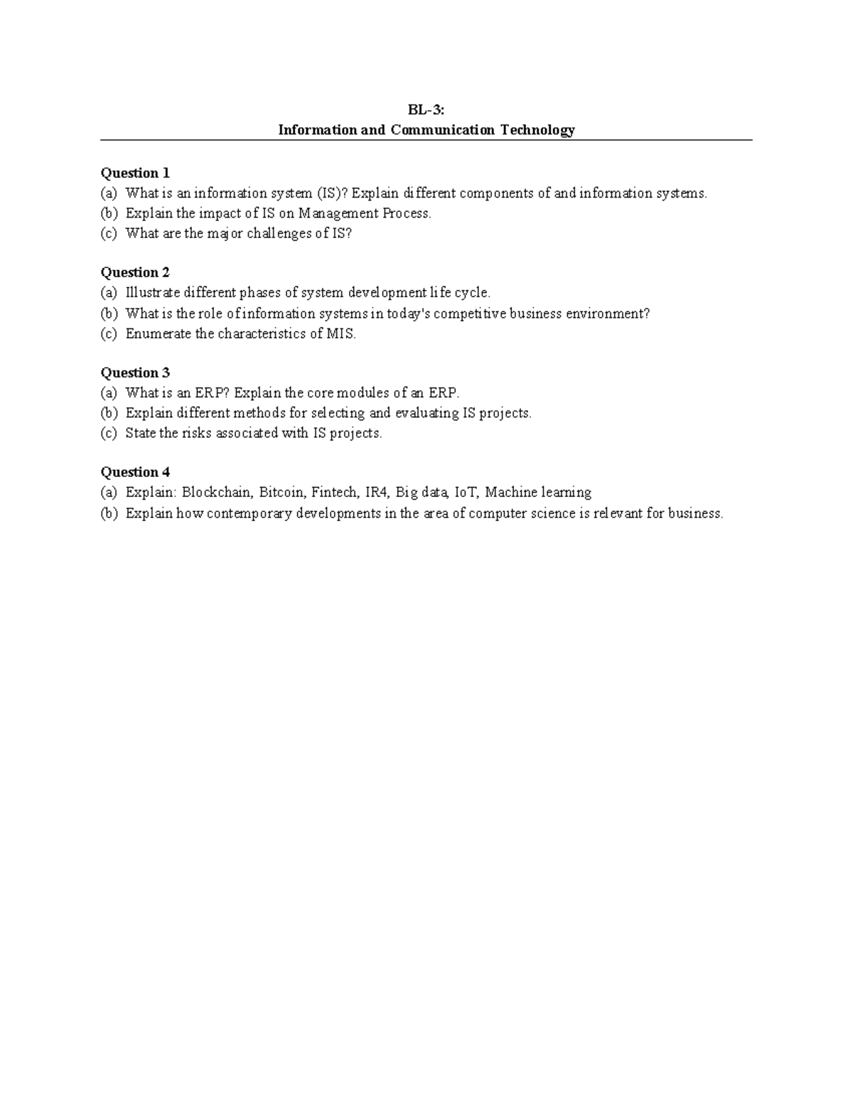ICT Assignment BL-3: Information Systems & Their Impact on Management ...