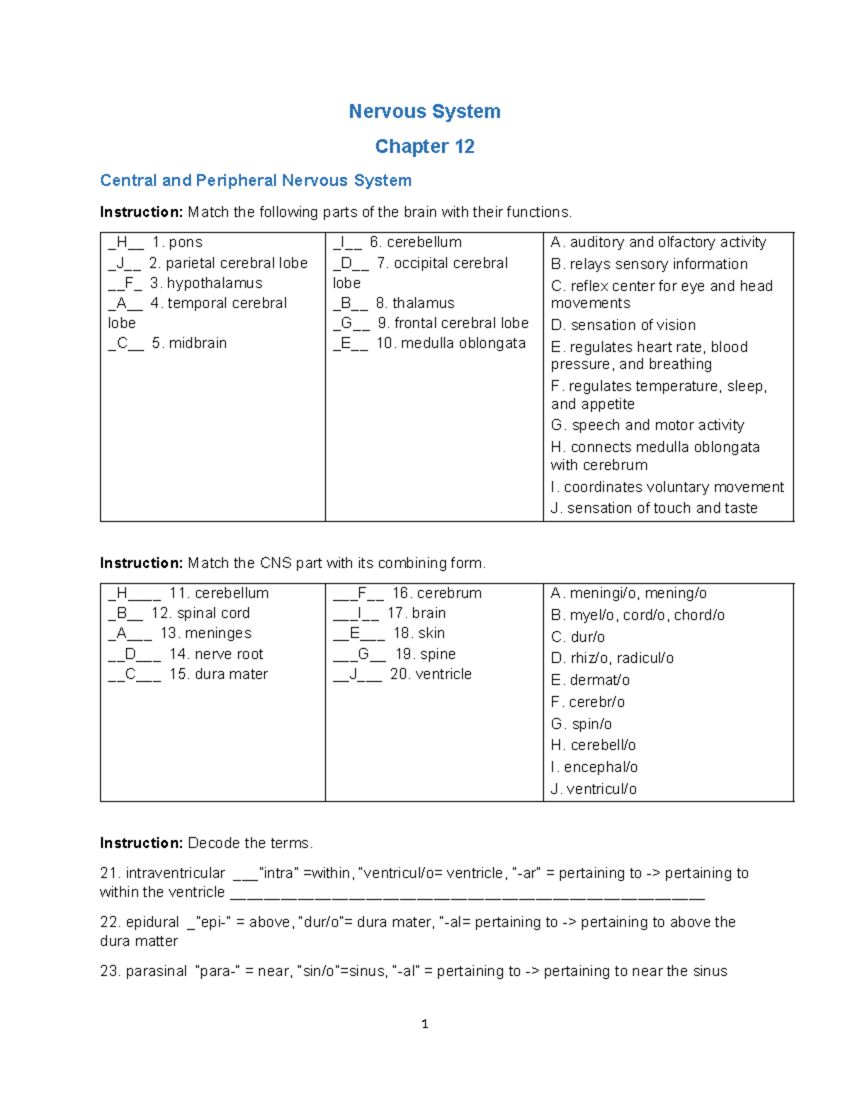 Week 5 Assignment Case Study: Nervous & Endocrine Systems Overview ...