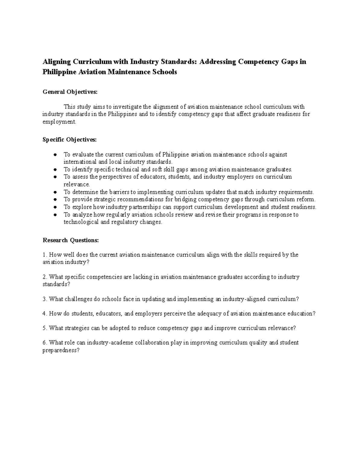 Aviation Maintenance Curriculum Alignment: Addressing Competency Gaps ...