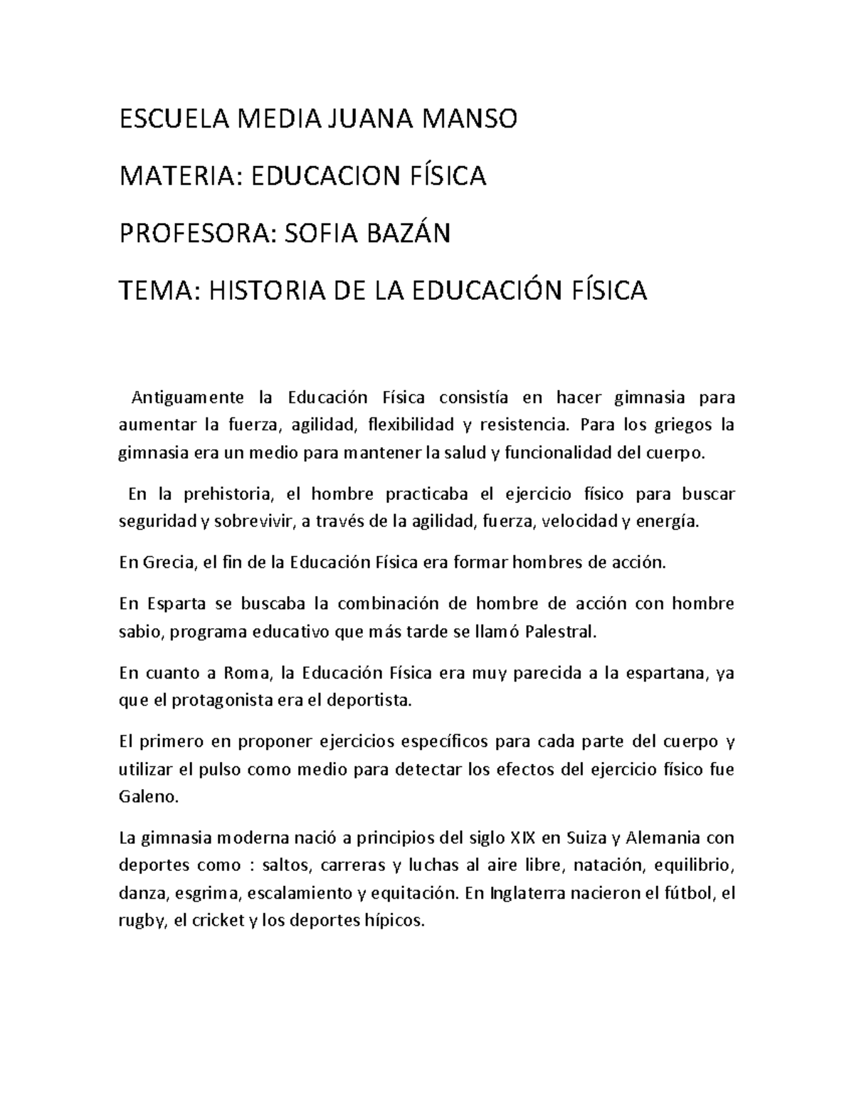 Historia DE LA EDUC. Fisica 1° Parte - ESCUELA MEDIA JUANA MANSO ...