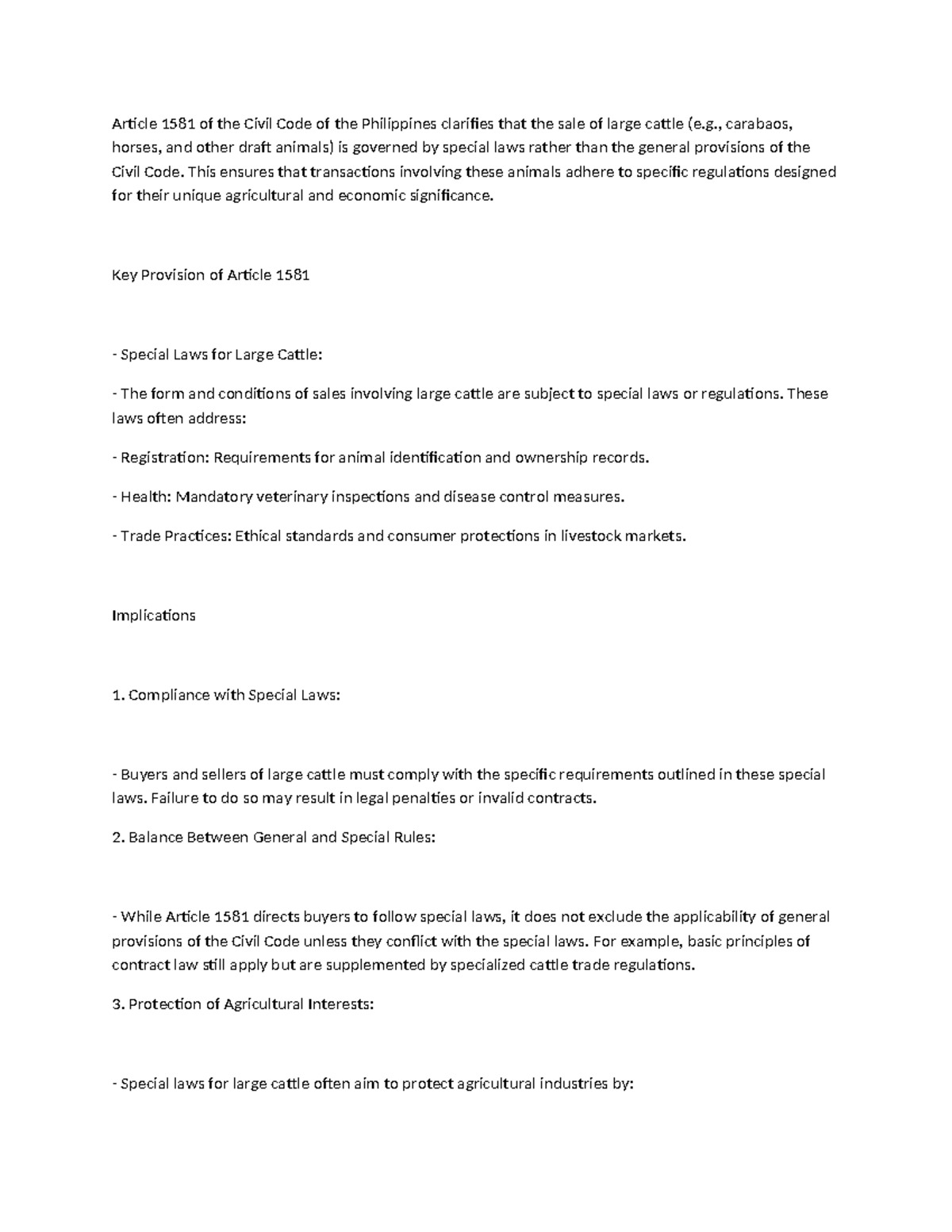 Article 1581: Special Laws Governing Sale of Large Cattle in the PH ...
