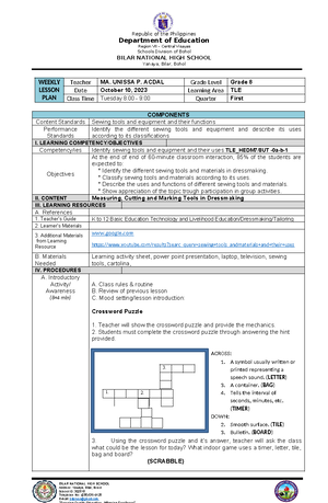 Lesson Plan- Modals - BILAR NATIONAL HIGH SCHOOL Address: Yanaya, Bilar ...
