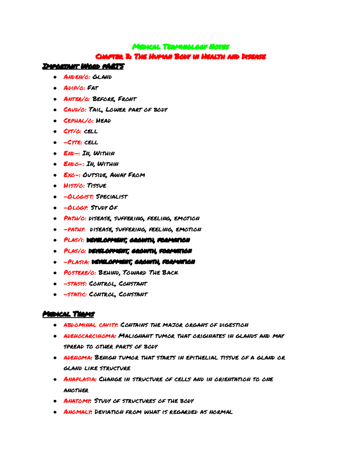 Chapter 2: Medical Terminology for The Human Body in Health & Disease ...