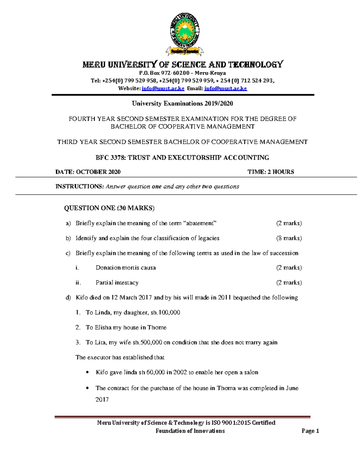 BFC 3378 Trust and Executorship Accounting - Meru University of Science ...