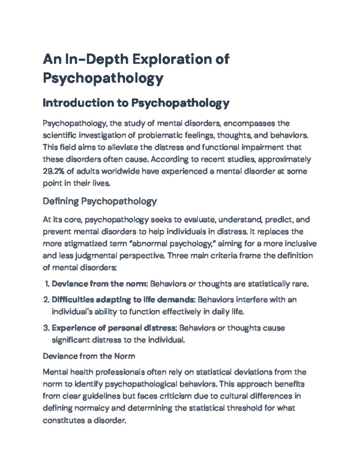 Understanding Psychopathology: Concepts, History, and Modern Approaches ...