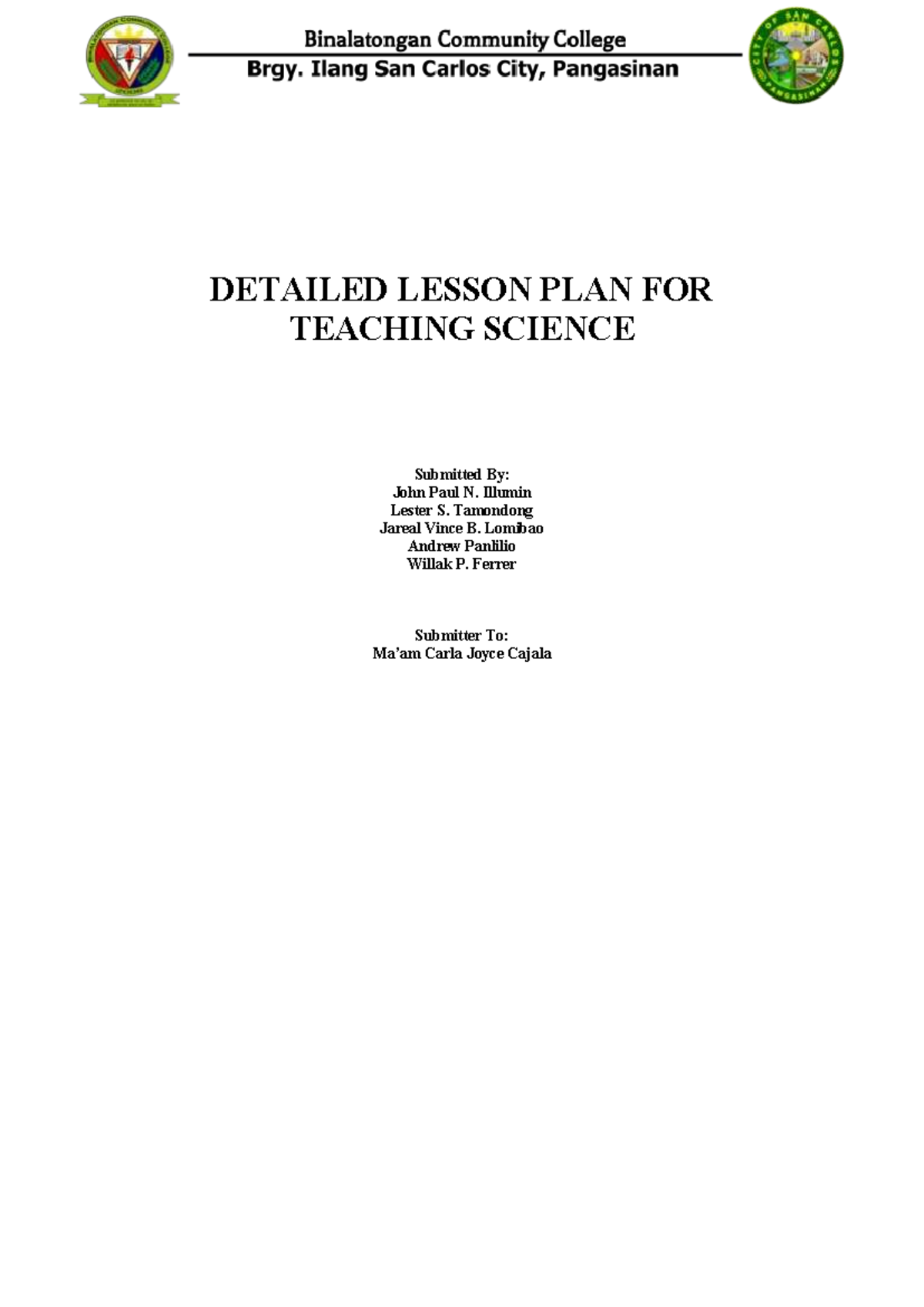 Detailed Lesson PLAN FOR Teaching Science - DETAILED LESSON PLAN FOR ...