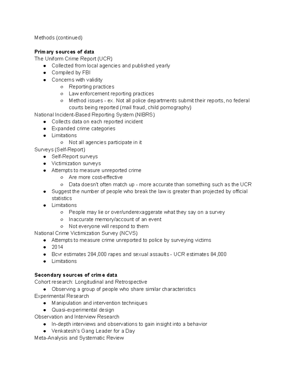 Criminology Data Sources & Analysis Methods (CRIM101) - Studocu
