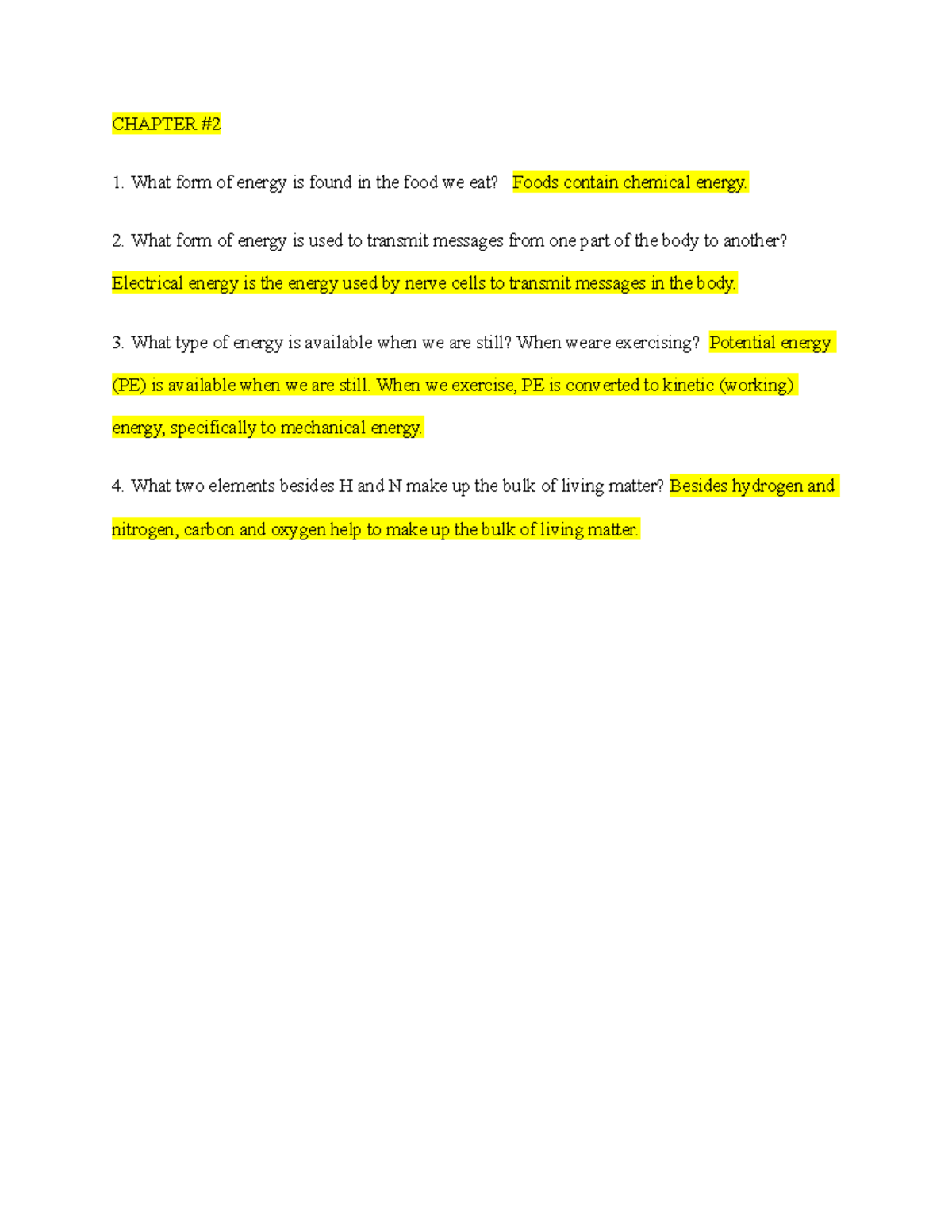 Bio161 Chapter 2: Energy, Molecules, and Biological Reactions - Studocu
