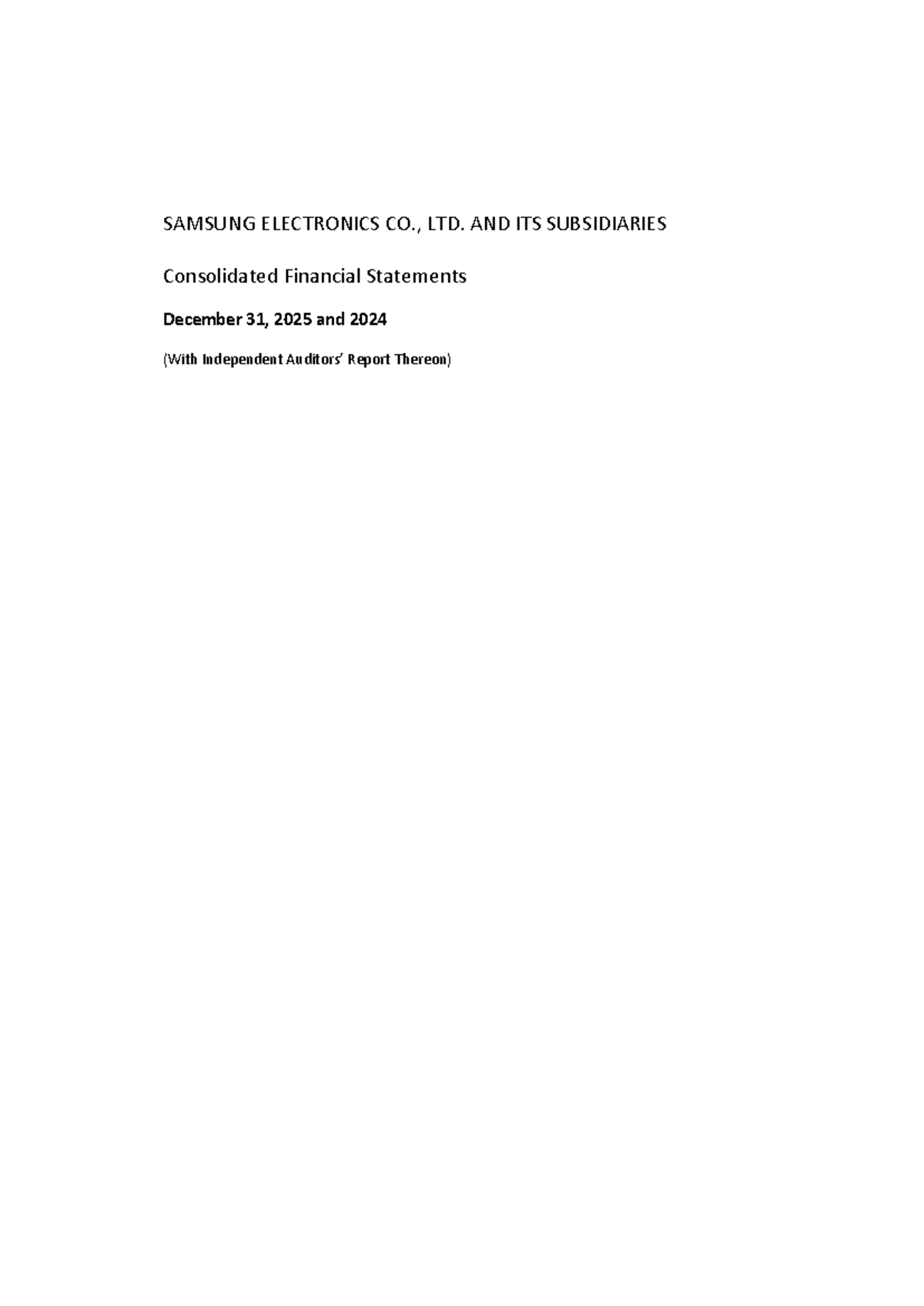 SAMSUNG - Consolidated Financial Statements FY 2025 & 2024 - Studocu