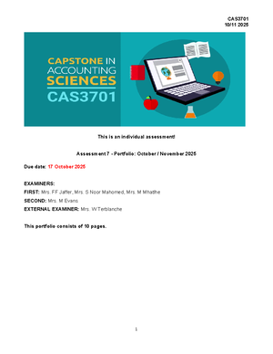 CAS3701 - Unisa - Capstone in Accounting Science - Studocu