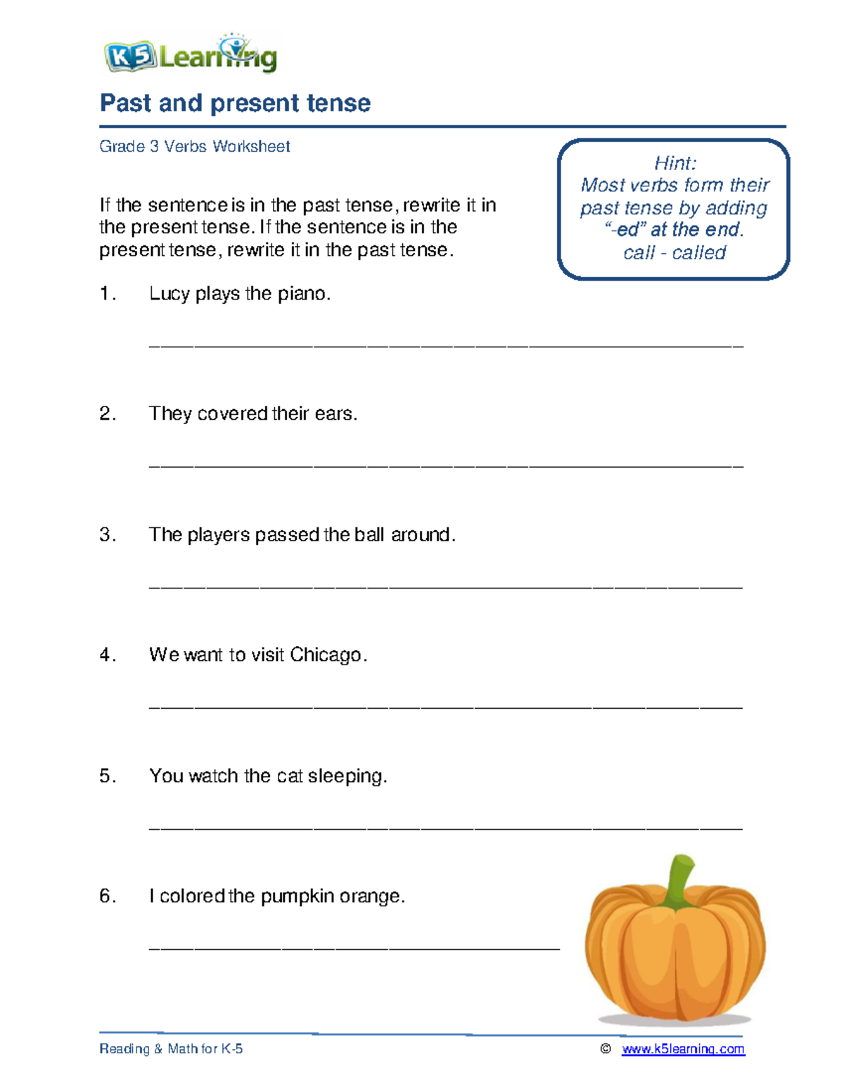 Grade 3 Past & Present Tense Worksheet - Studocu