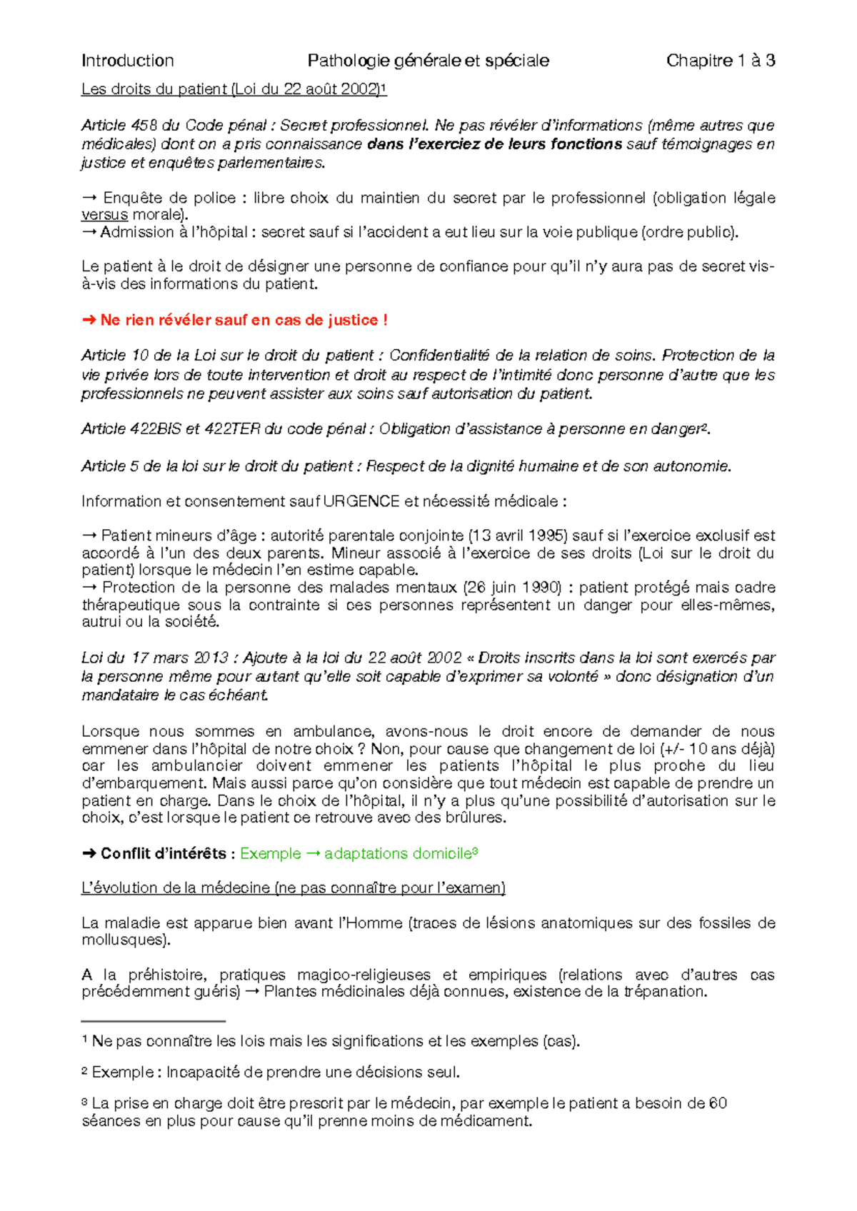 Chapitre 1 à 3 - Pathologie générale introduction - Introduction ...