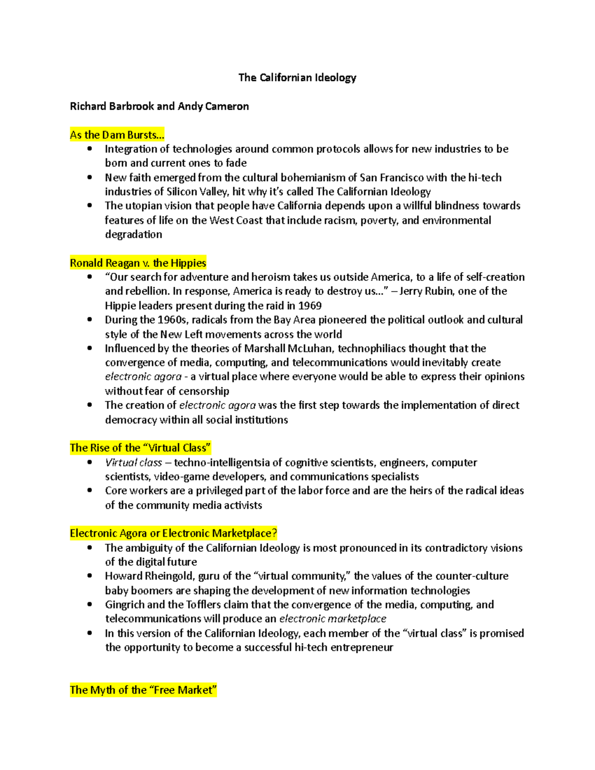 The Californian Ideology Key Points - The Californian Ideology Richard ...