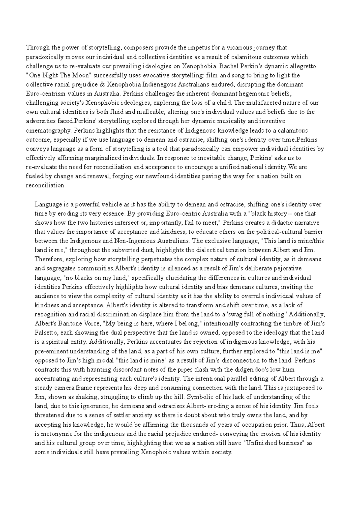 "Band 6 English Standard Essay: Analyzing 'One Night The Moon'" - Studocu