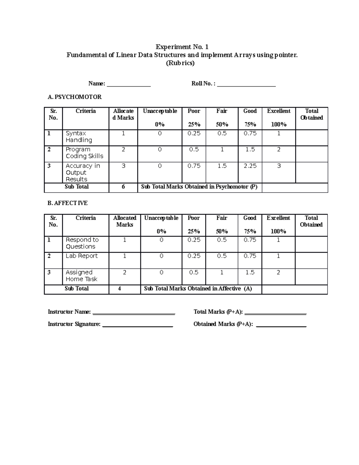 Lab 1: Fundamentals of Linear Data Structures & Arrays using Pointers ...