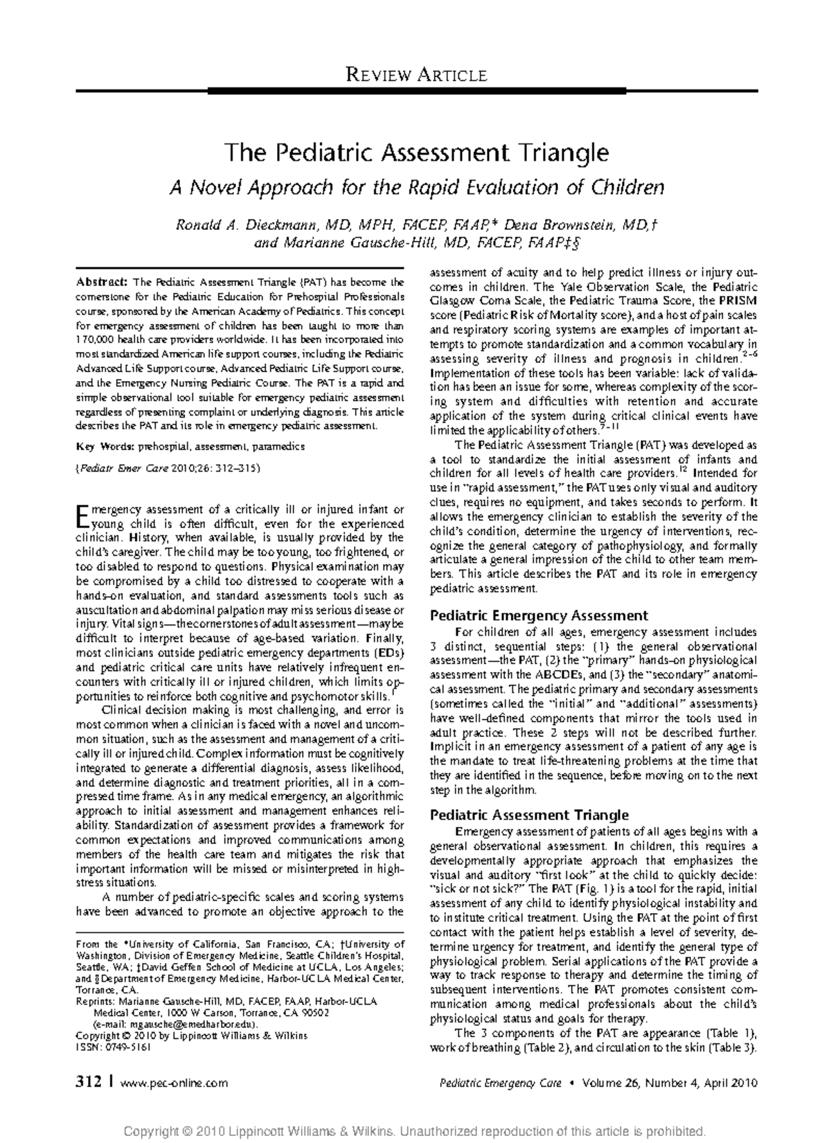 Pediatric Assessment Triangle: Critical Evaluation for Emergencies ...