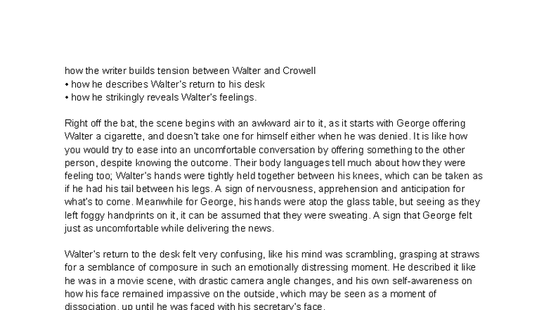 Analyzing Tension Between Walter and Crowell in the Scene - Studocu