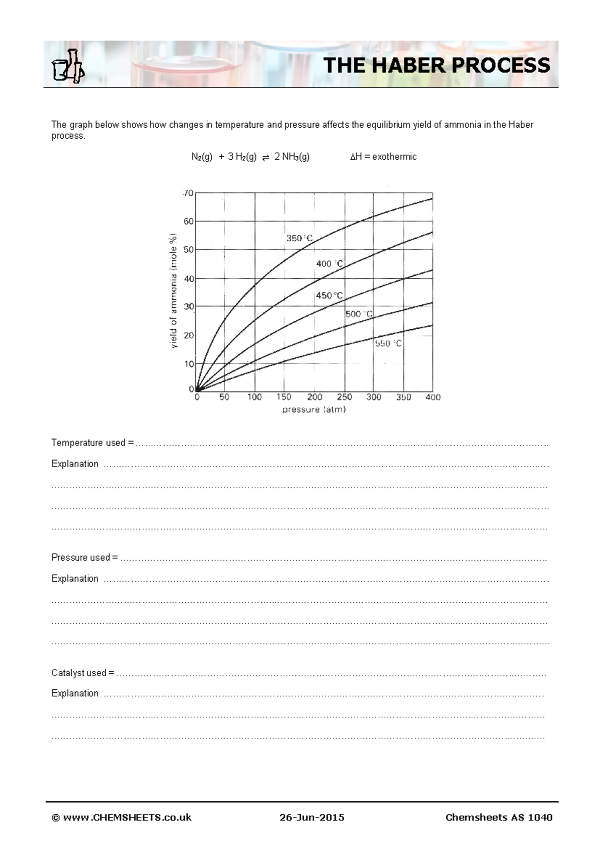 Chemsheets as 1040 the haber process - © CHEMSHEETS.co The graph below ...