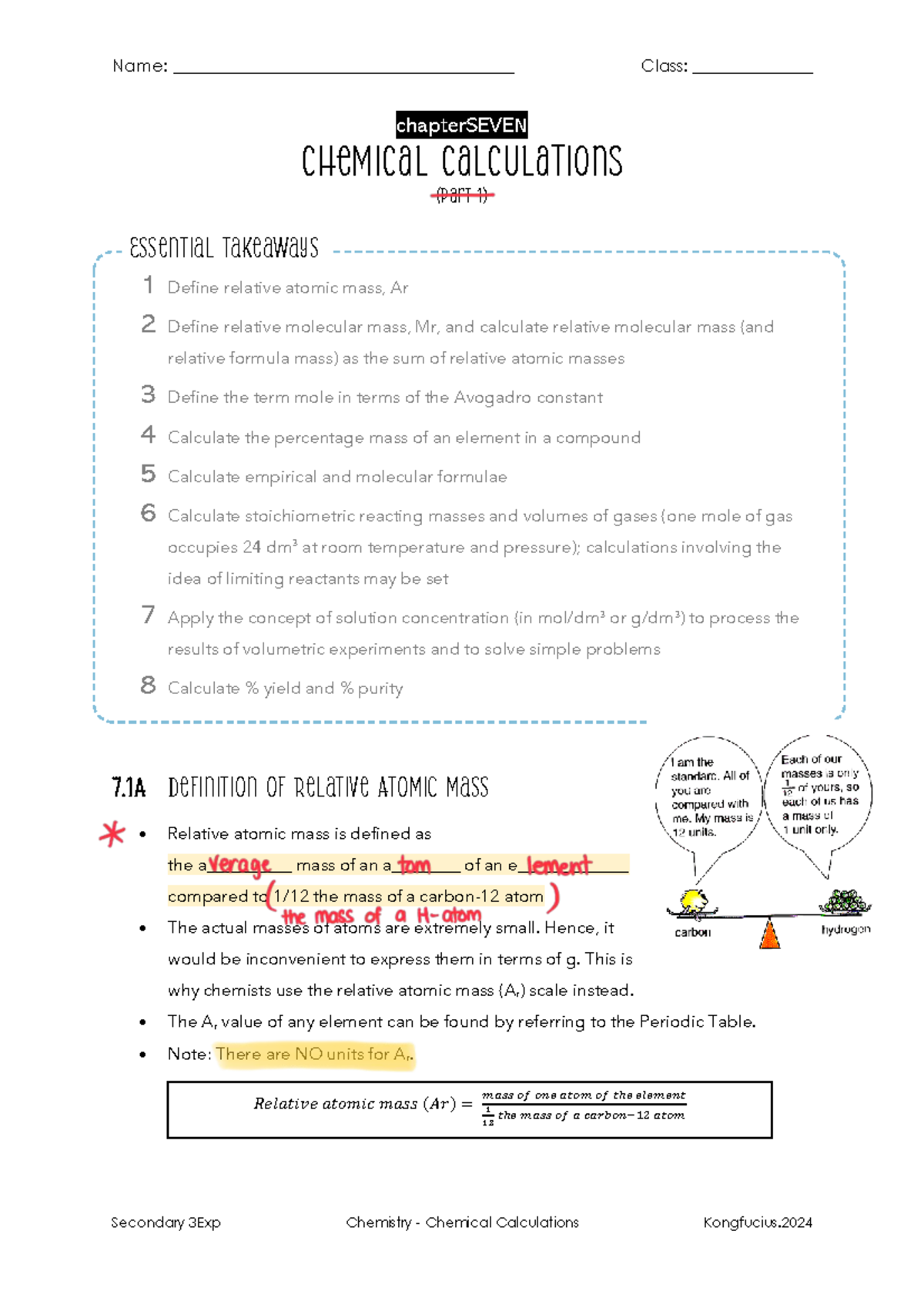 Chapter 7: Chemical Calculations - Key Concepts and Review (Chemistry ...