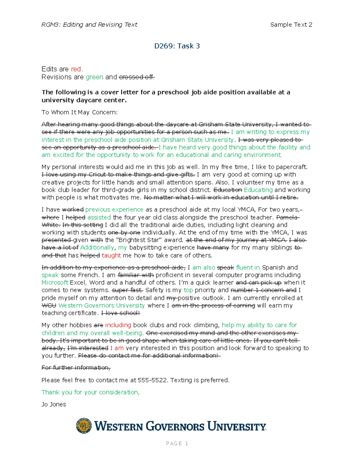 RGM3: D269 Task 1 Template - Analysis of Steve Jobs' Speech - Studocu