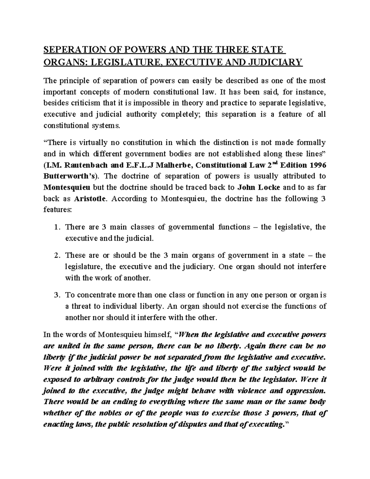 4. State Organs and the Principle of Separation of Powers Explained - Studocu