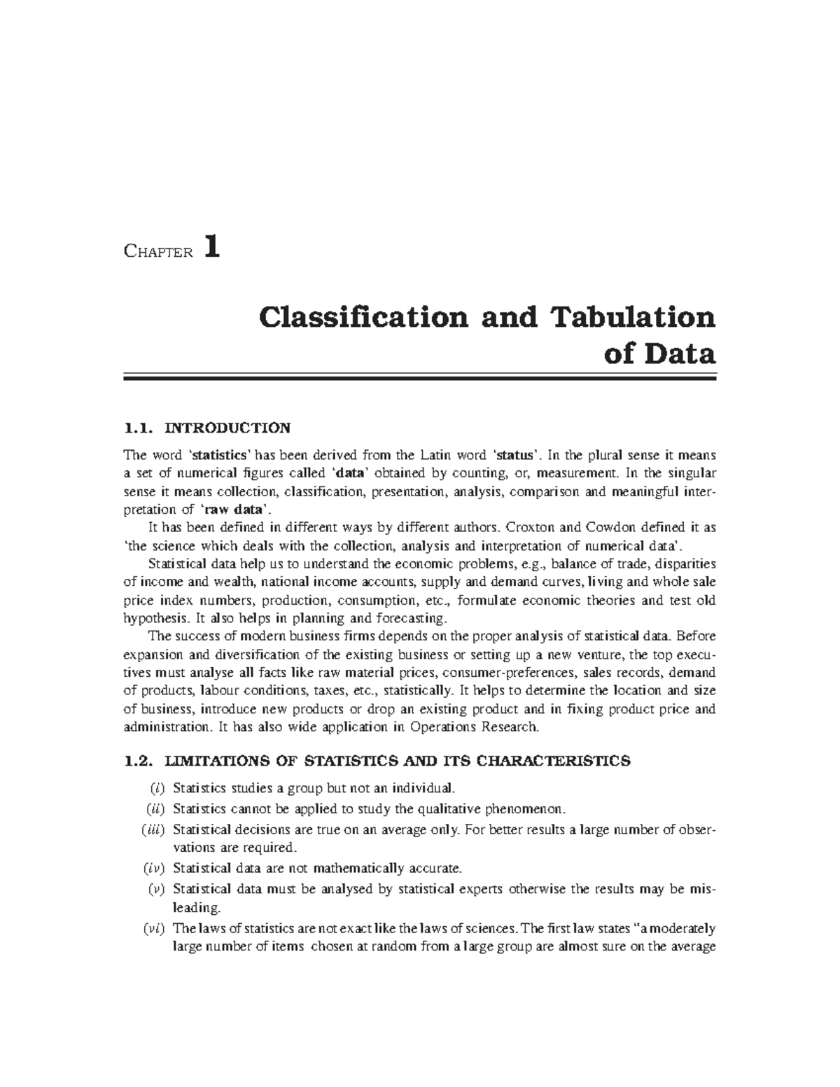BUS 101: Chapter 1 - Classification and Tabulation of Data - Studocu