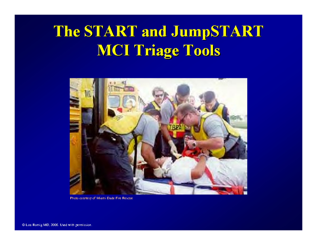 MCI Triage Methods: START & JumpSTART Overview - Studocu
