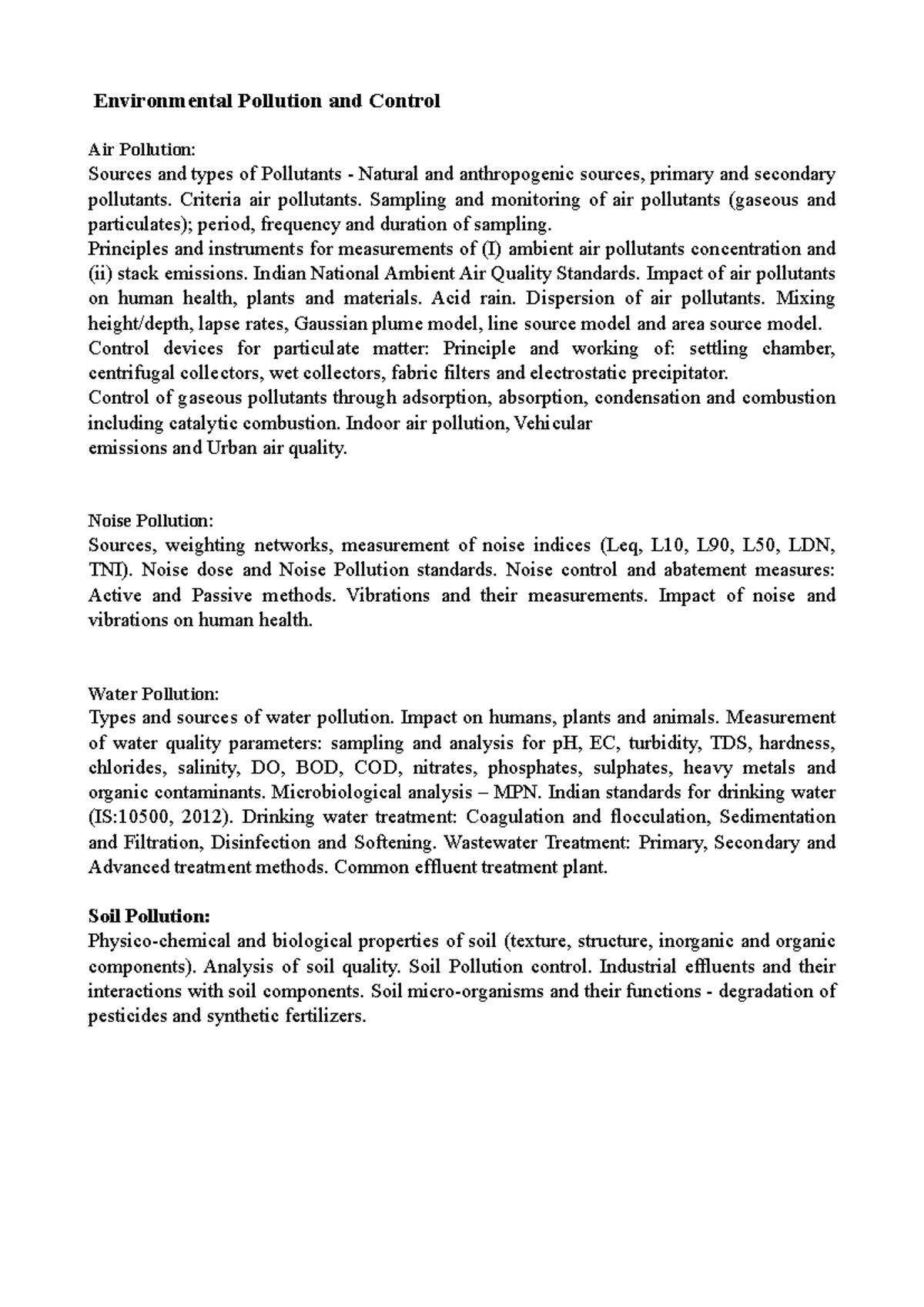 Environmental Pollution and Control: A Comprehensive Overview - Studocu