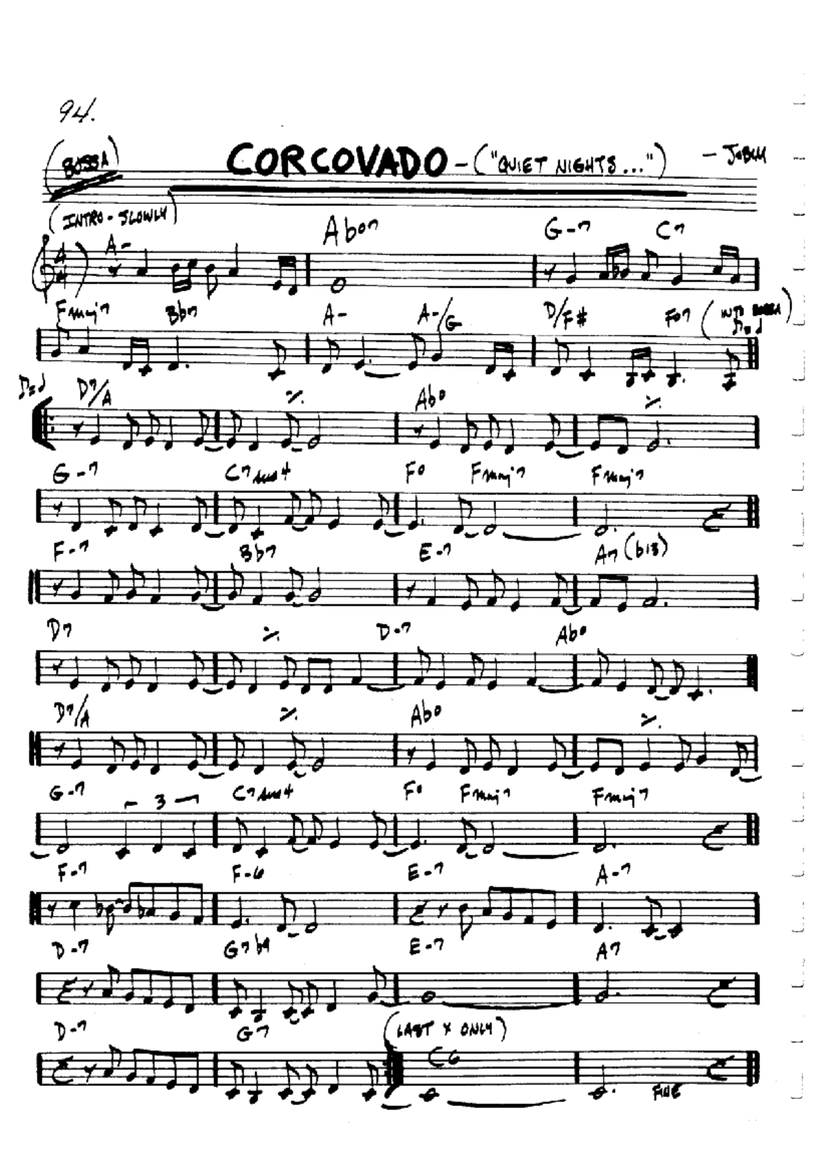 Corcovado - Jobim Analysis for Music Course 94 - Studocu