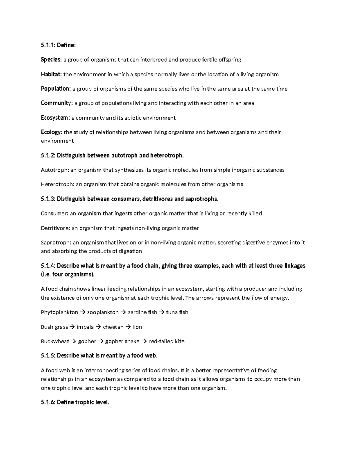 IB HL Biology Topic 5: Ecology and Evolution Notes 2016 - Studocu