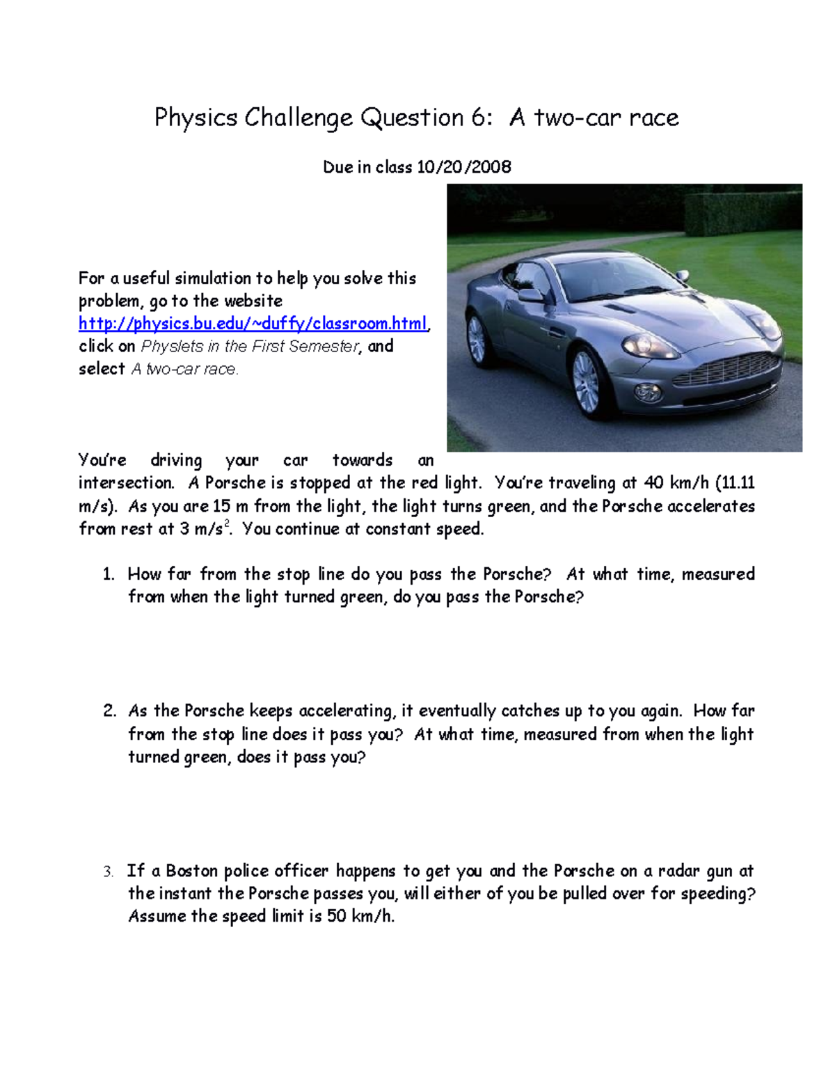 Car Accelerating Physics