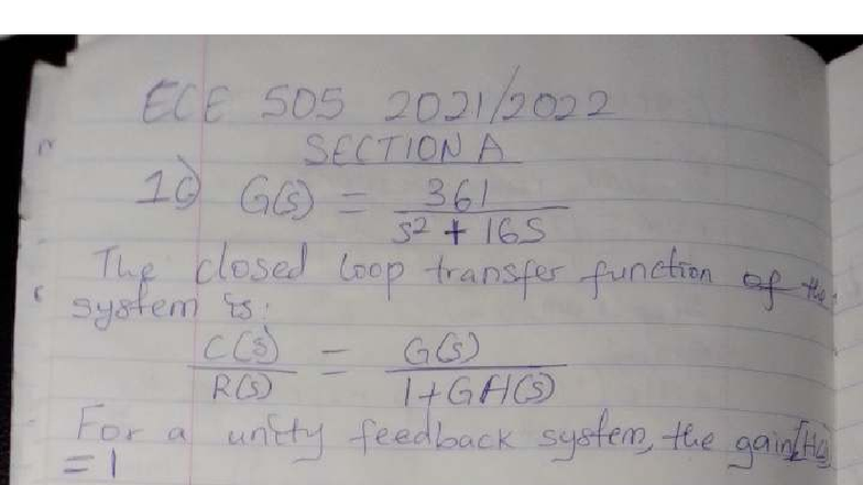 ECE 505 Preparatory Material: Closed Loop Transfer Functions and State ...