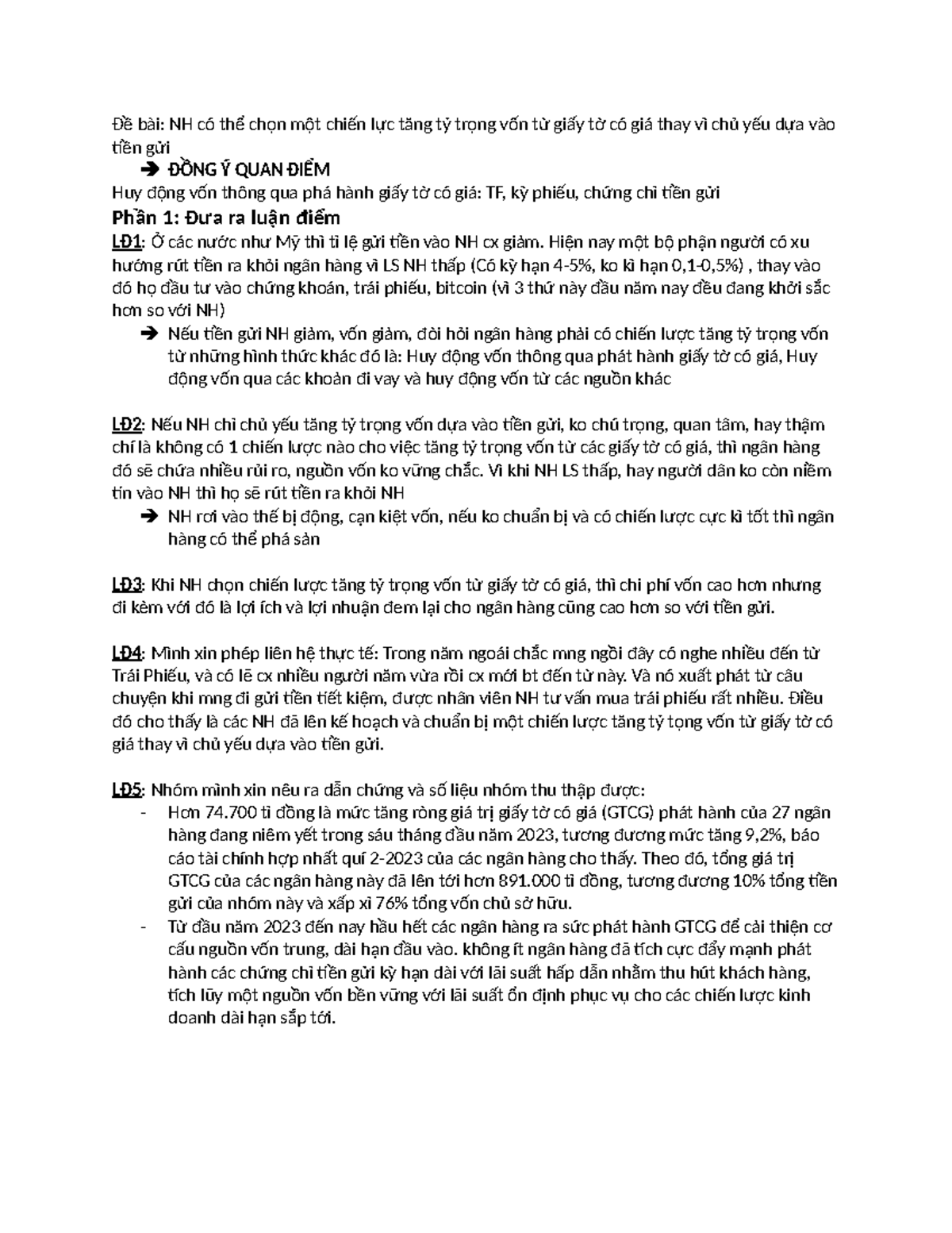 NHTM-Mini-Prj: Chiến lược Tăng Tỷ Trọng Vốn từ Giấy Tờ Có Giá - Studocu
