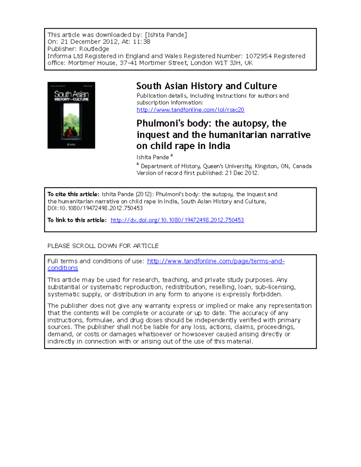 Phulmoni's Body: Autopsy, Inquest & Humanitarian Narrative in India ...