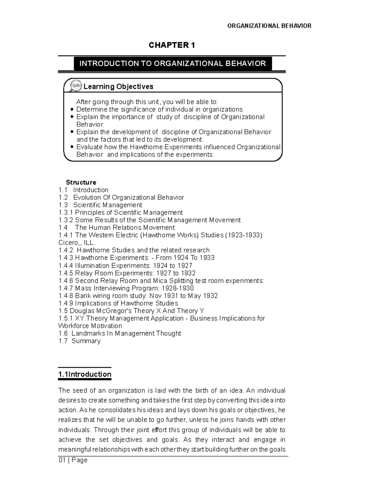 Chapter 1: Introduction to Organizational Behavior - Studocu