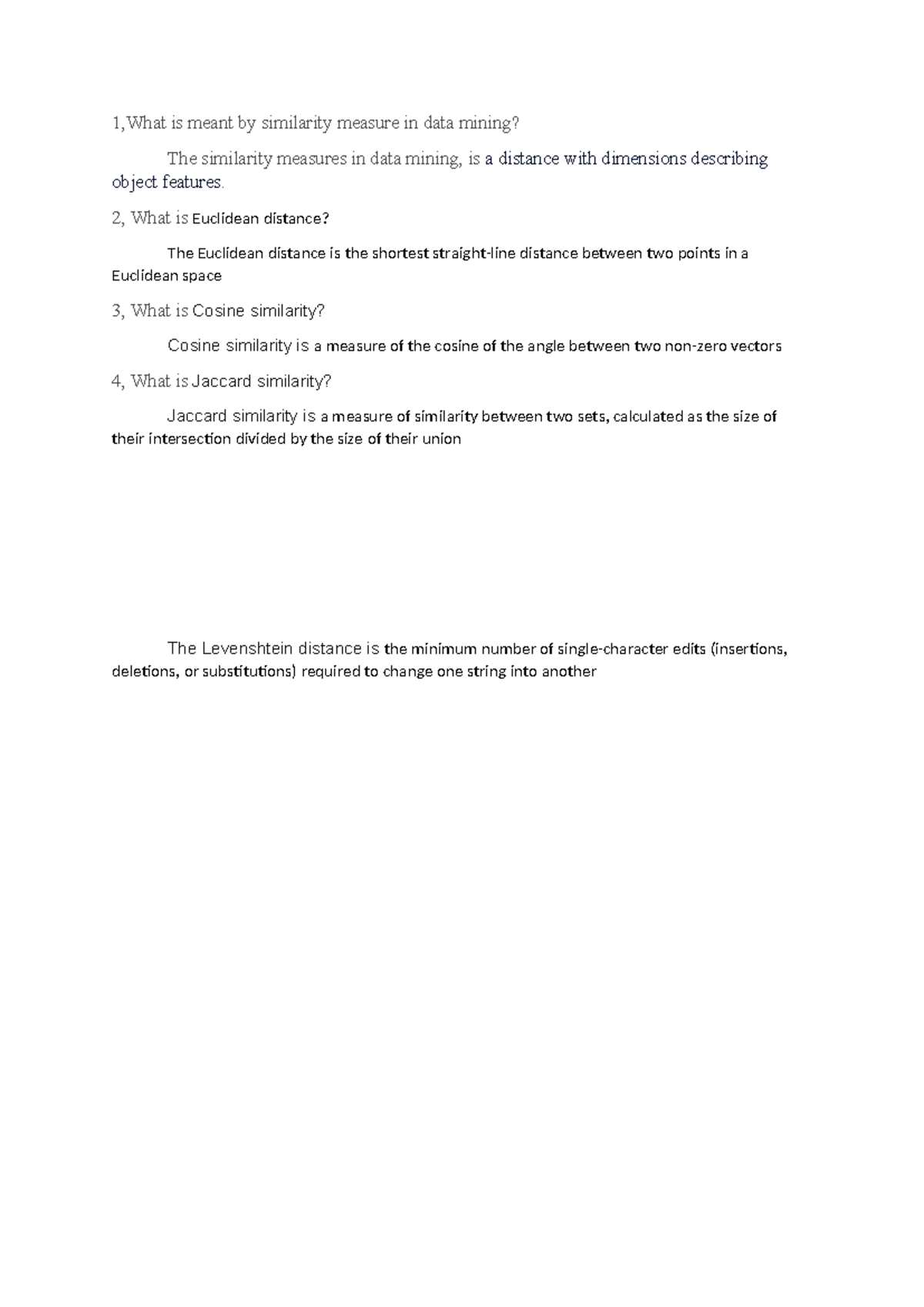 Data Mining Concepts: Similarity Measures Explained (CS101) - Studocu