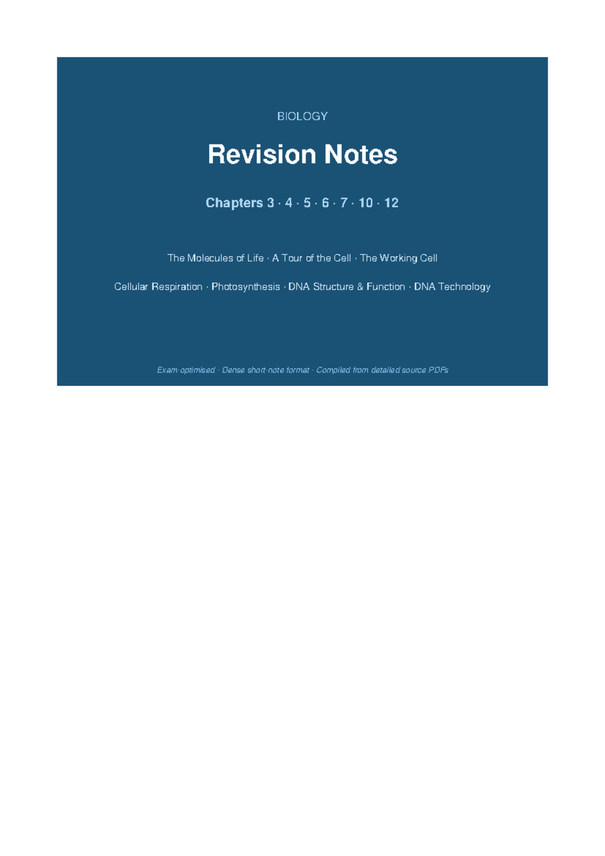 BIOLOGY Complete Midsem Notes: Chapters 3-7, 10-12 Overview - Studocu