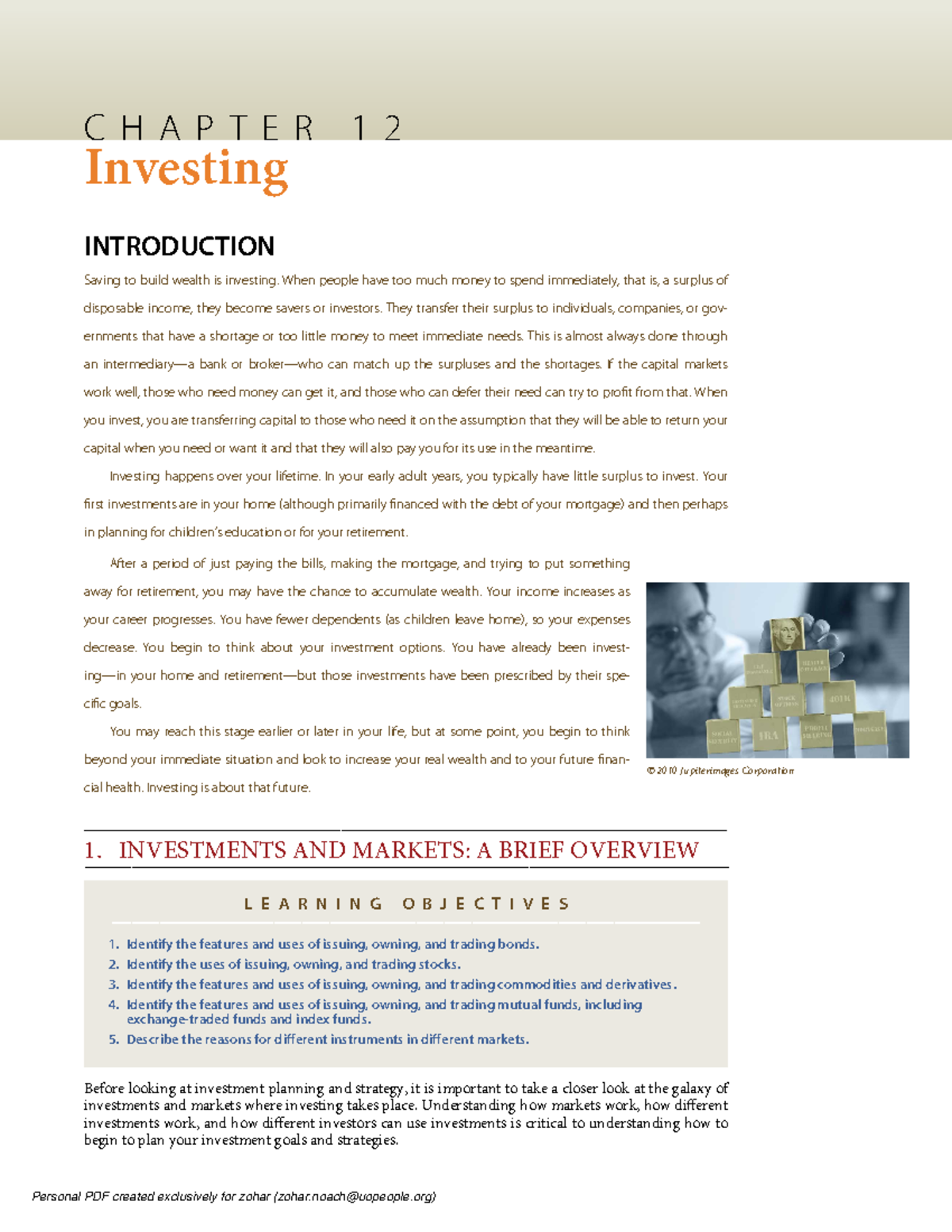 Chapter 12 (Personal Finance) - © 2010 Jupiterimages Corporation ...