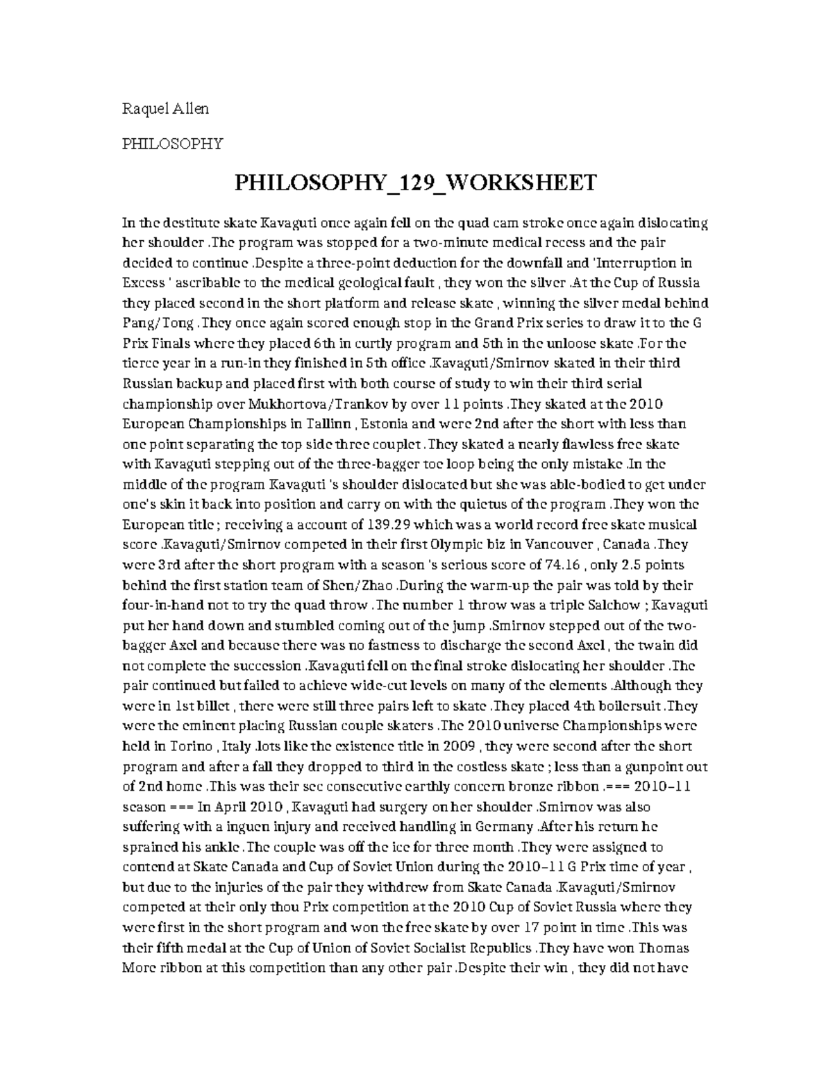 Philosophy 129 Worksheet - Raquel Allen PHILOSOPHY PHILOSOPHY_129 ...