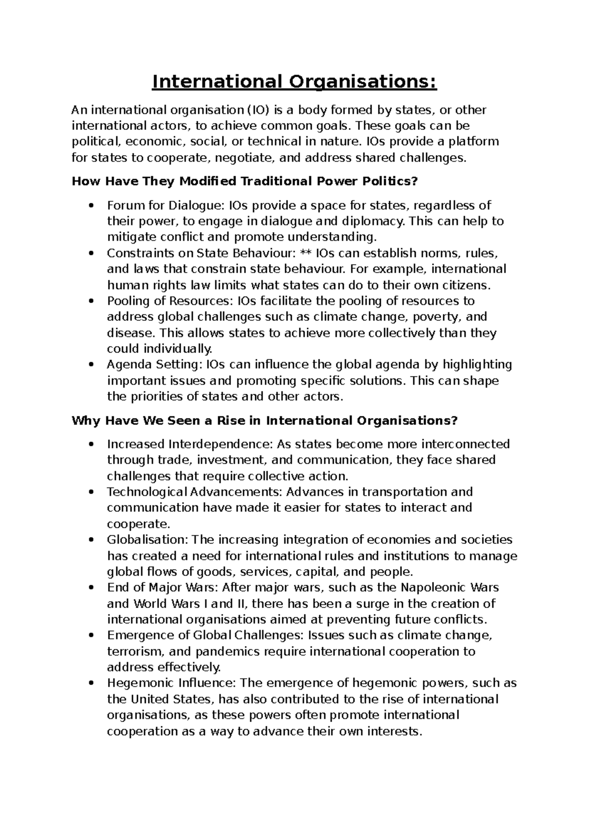 International Organisations: Impact on Power Politics and Global ...