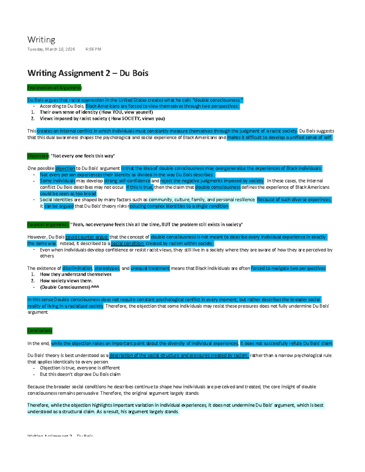 ENG 202 Writing Assignment 2: Du Bois' Double Consciousness Explained ...