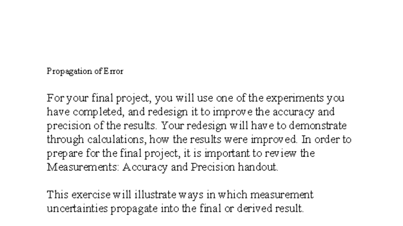Chem Lab Assignment 2: Propagation of Error Analysis - Studocu