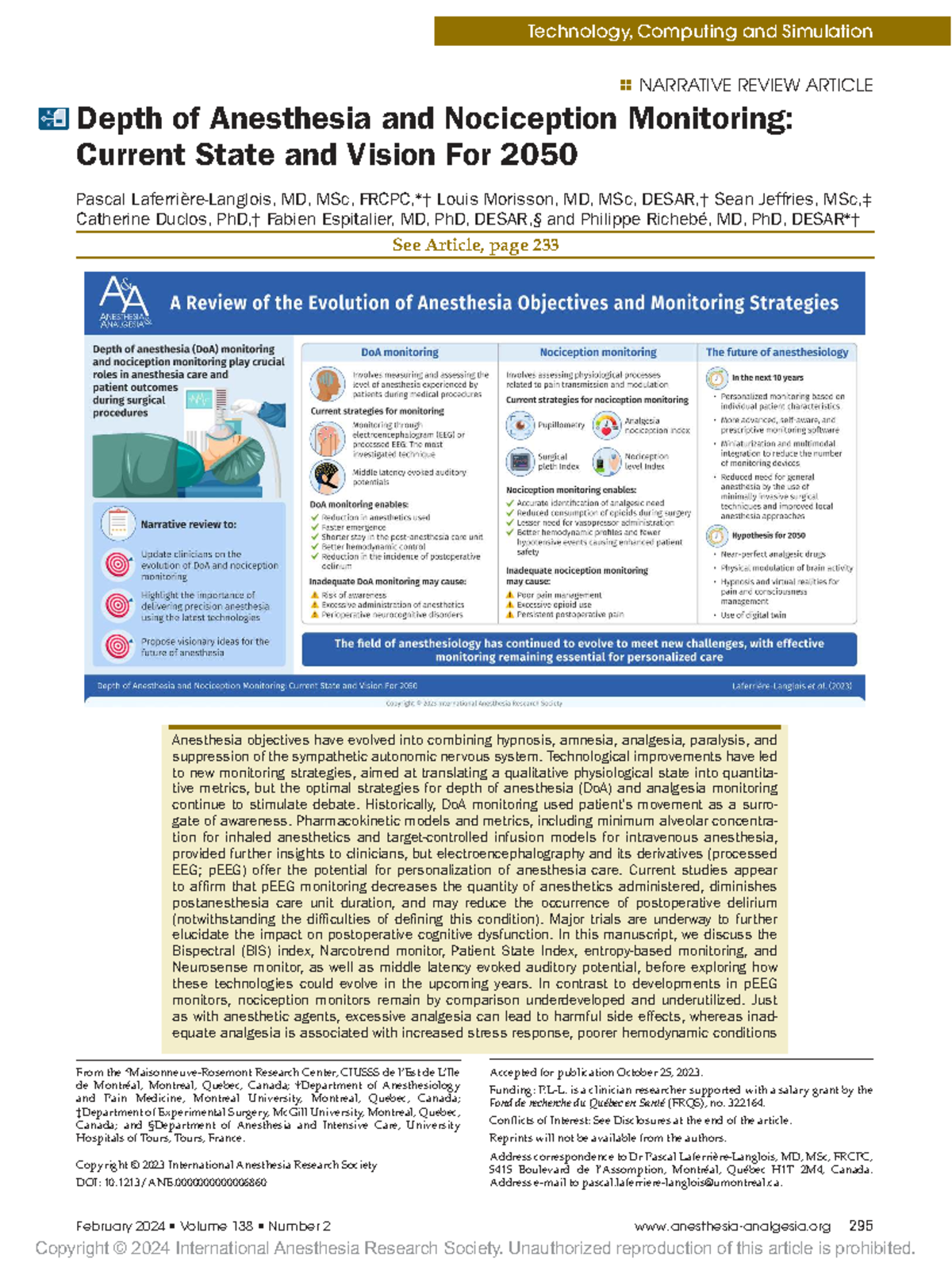 Depth of Anesthesia and Nociception Monitoring: Current Insights and ...