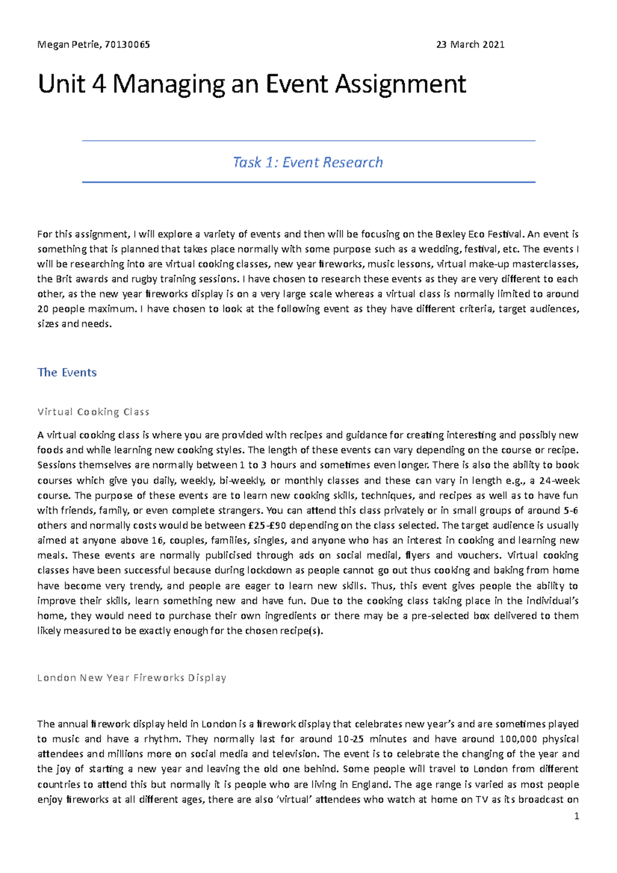 Unit 4 Event Management Assignment: Bexley Eco Festival Planning - Studocu