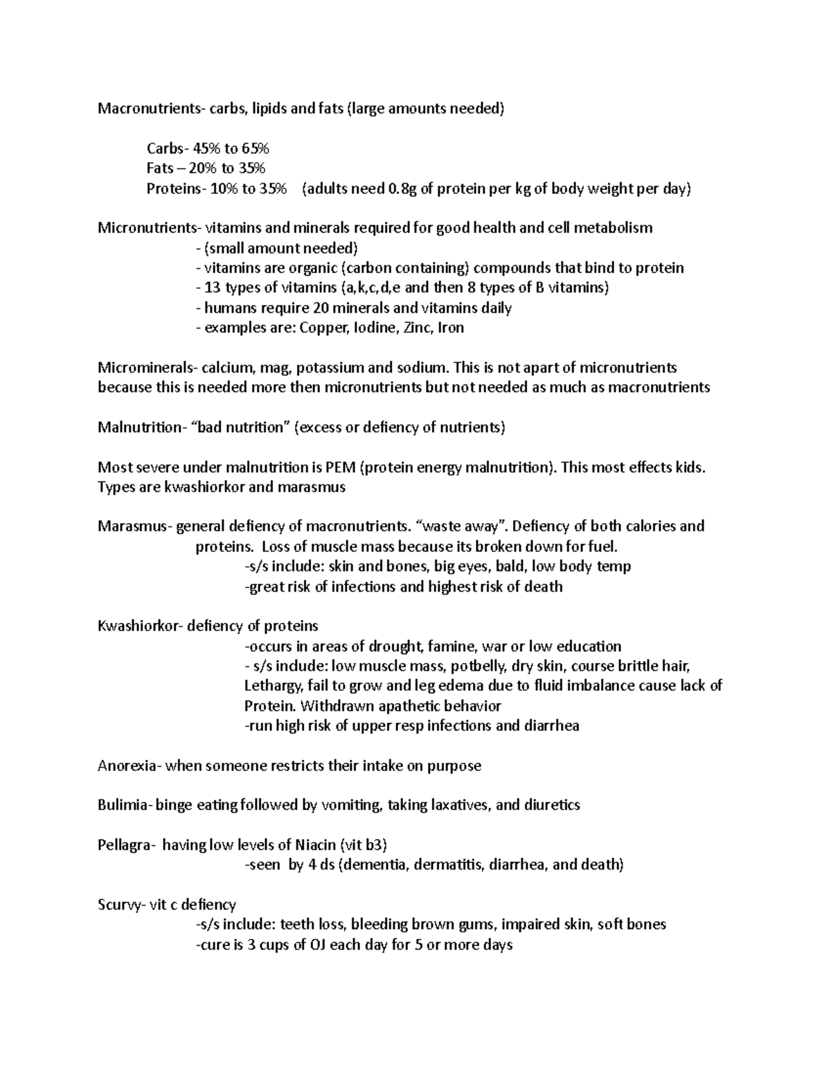 Nutrition class study guide - Macronutrients- carbs, lipids and fats ...