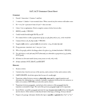 Grammar Cheat Sheet - Key Terms and Examples for TEST - Studocu